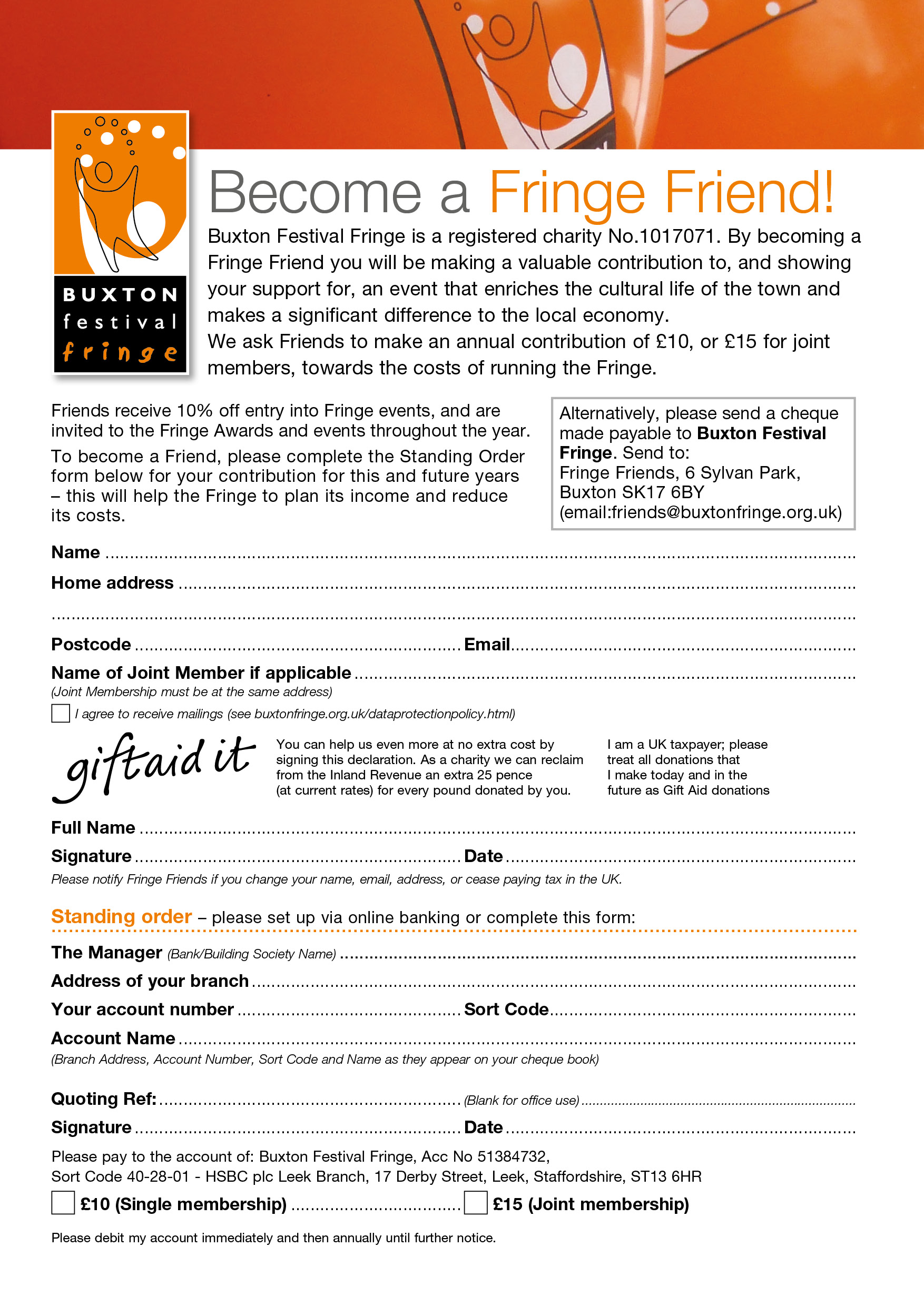 Support us by becoming a Fringe Friend